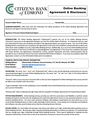 Fillable Online Online Banking Agreement & Disclosure Fax Email Print ...