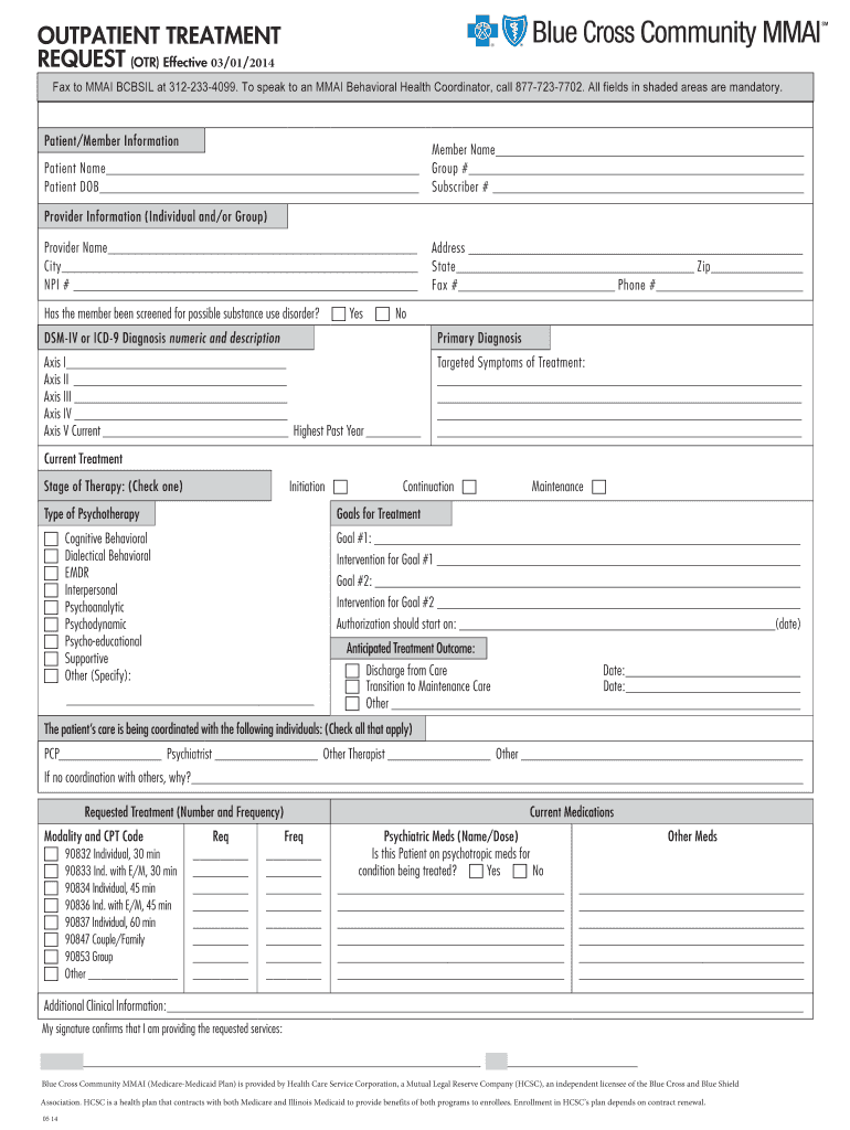 Fillable Online Outpatient Treatment Request (OTR) Fax Email Print ...