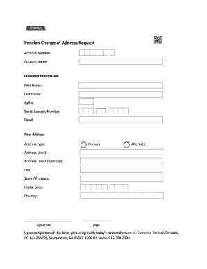 Fillable Online Pension Change of Address Request - comerica.com Fax ...