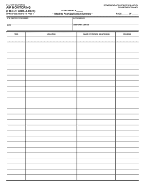 Fillable Online cdpr ca DPR-ENF-222 (New 12-10) Air Monitoring (Field ...