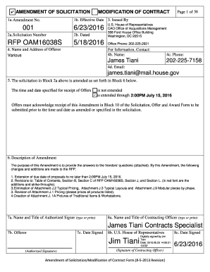 Fillable Online house AMENDMENT OF SOLICITATION MODIFICATION OF ...