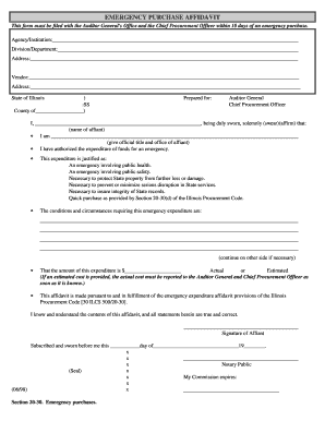 Fillable Online siue EMERGENCY PURCHASE AFFIDAVIT - siue Fax Email ...