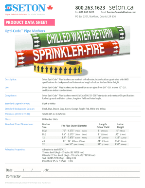 Fillable Online seton Opti-Code Pipe Markers Submittal Form. Product ...