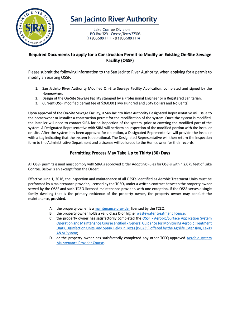 Fillable Online Modified OSSF Construction Application Fax Email Print ...