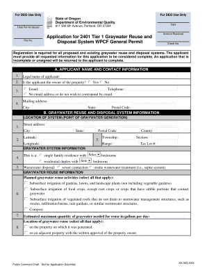 Fillable Online deq state or Application for 2401 Tier 1 Graywater ...