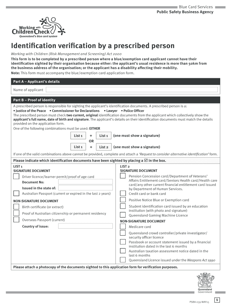 Fillable Online guidesqld Identification verification by a prescribed person - Girl Guides ...