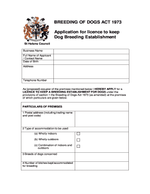 Fillable Online Dog Breeding - Application Form Fax Email Print - pdfFiller