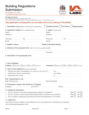 Fillable Online Building Regulations Submission - sthelens.gov.uk Fax ...