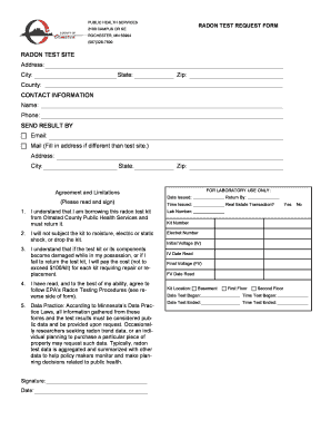 Fillable Online co olmsted mn RADON TEST SITE Address: City: State: Zip ...