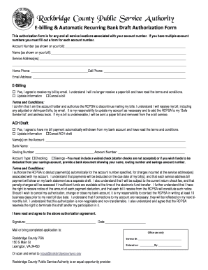 Fillable Online E-billing & Automatic Recurring Bank Draft ...