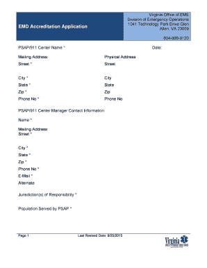 Fillable Online vdh virginia EMD Accreditation Application Allen, VA ...