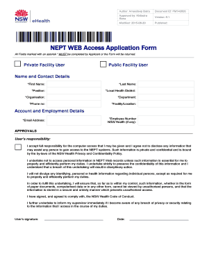 Fillable Online health nsw gov NEPT WEB Access Application Form - NSW ...