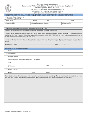 Fillable Online mass MA Online PMP Intern or Resident Enrollment Form ... - Mass.Gov - mass Fax ...