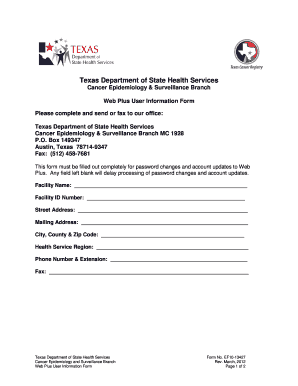 Fillable Online dshs texas Texas Department of State Health Services ...