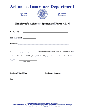 Fillable Online veterans arkansas Employee's Acknowledgement of Form AR ...