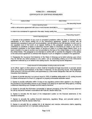 Fillable Online insurance arkansas FORM CR-1 ARKANSAS Fax Email Print - pdfFiller