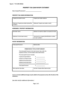 Fillable Online property tax loan payoff statement - Texas Secretary of ...