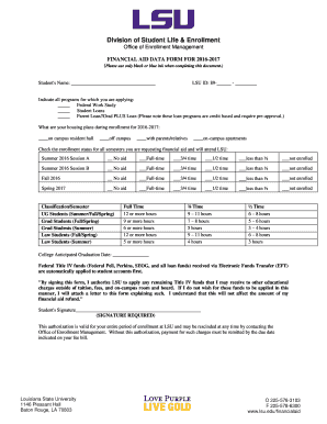 Fillable Online sites01 lsu Student Data Form - Louisiana State ...