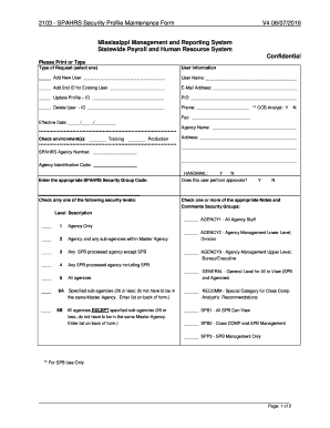 Fillable Online dfa ms SPAHRS Security Profile Maintenance Form - dfa.ms.gov - dfa ms Fax Email ...