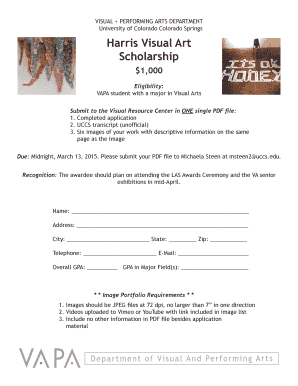 Fillable Online uccs Harris Visual Art Scholarship - University of ...