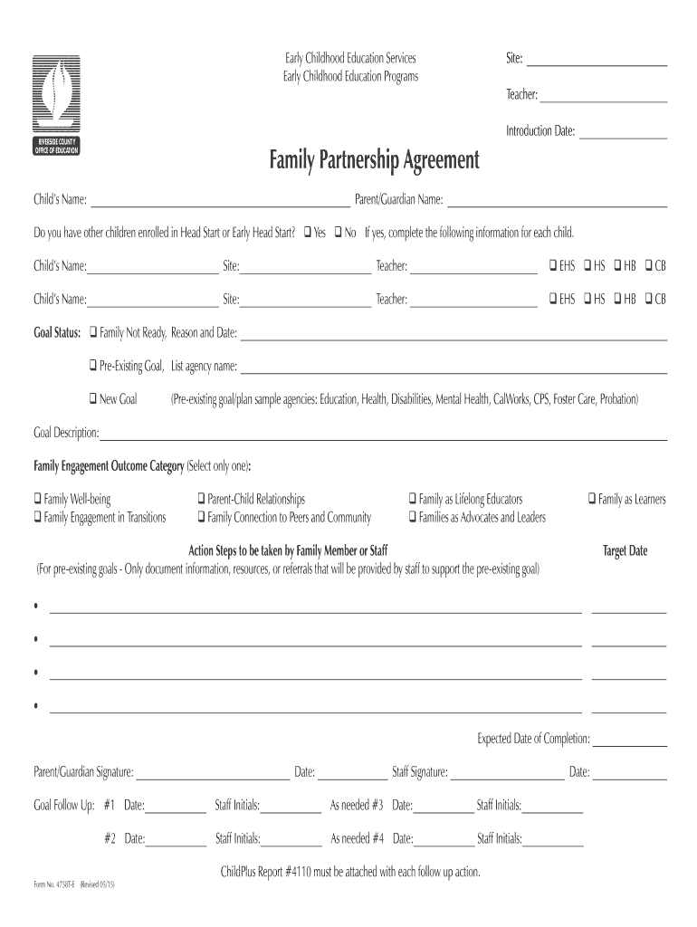 Fillable Online Family Partnership Agreement English Fax Email Print ...