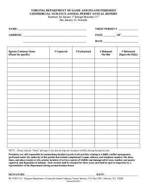 Fillable Online dgif virginia Commercial Nuisance Animal Permit ...