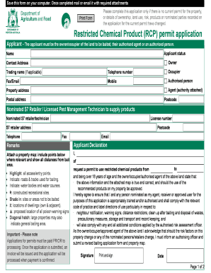 Fillable Online Restricted Chemical Product permit application form Fax ...