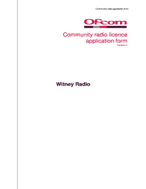 Fillable Online licensing ofcom org Witney Radio CR Application Form - Ofcom Licensing ...