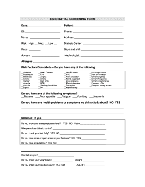Fillable Online peia wv ESRD INITIAL SCREENING FORM - West Virginia Fax ...