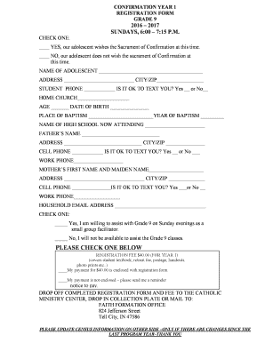 Fillable Online CONFIRMATION YEAR 1 REGISTRATION FORM Fax Email Print - pdfFiller