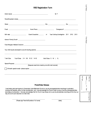 Fillable Online VBS Registration Form - Fax Email Print - pdfFiller