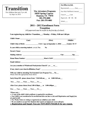 Fillable Online Transition Enroll Form 11 Fax Email Print - pdfFiller