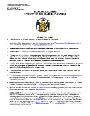 Fillable Online STATE APPLICATION INSTRUCTIONS - doa.wi.gov Fax Email ...