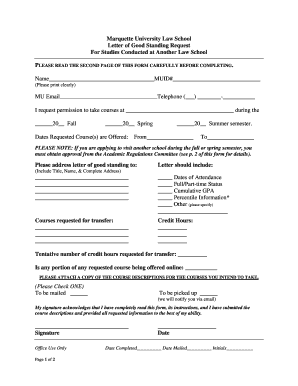 Fillable Online law marquette Marquette University Law School Letter of ...