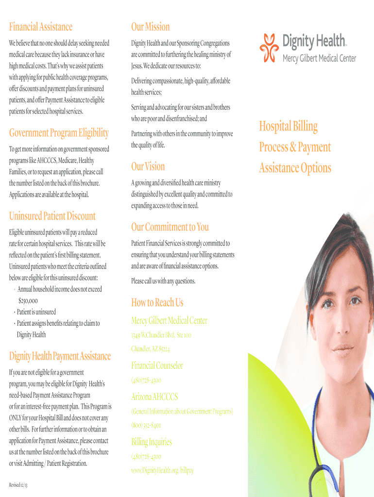 Fillable Online dignityhealth Hospital Billing Process & Payment ...