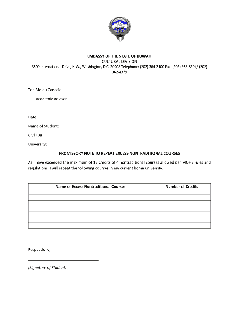 Fillable Online EMBASSY OF THE STATE OF KUWAIT CULTURAL DIVISION ...
