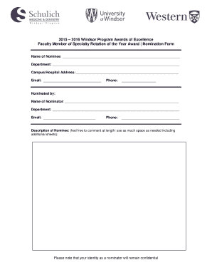 Fillable Online Dean s Award of Excellence Fax Email Print - pdfFiller