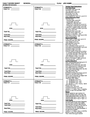 Fillable Online VAULT SCORE SHEET SCHOOL: CJ/AJ JDG NAME: Fax Email ...