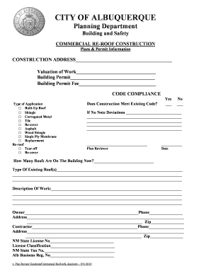 Fillable Online cabq Re-roof permit.doc - cabq Fax Email Print - pdfFiller