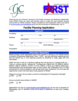 Fillable Online gcisd-k12 Facility Planning Application - GCISD Fax ...