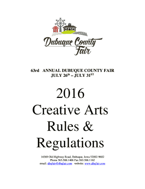 Fillable Online 2016 Creative Arts Rules & Regulations - Dubuque County ...