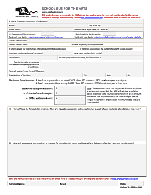 Fillable Online artscouncil nebraska School Bus for the Arts Instructions and Application Form ...