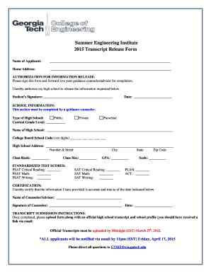 Fillable Online ceed gatech Summer Engineering Institute 2015 ...