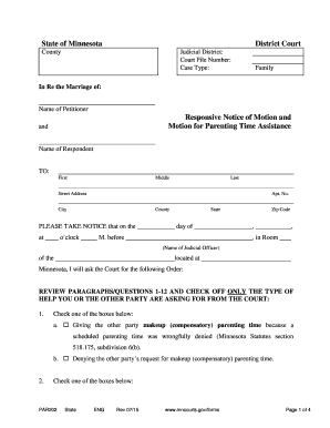 Fillable Online mncourts Responsive Notice of Motion and Motion for ...