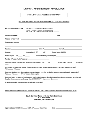 Fillable Online LISW SUPERVISOR FORM1.doc Fax Email Print - pdfFiller