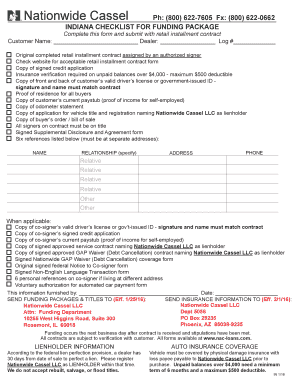 Fillable Online INDIANA CHECKLIST FOR FUNDING PACKAGE Fax Email Print ...