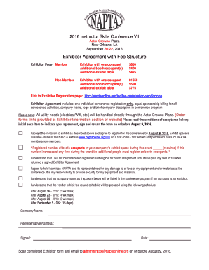 Fillable Online naptaonline NAPTA Exhibitor Agreement Fax Email Print ...