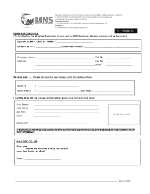 Fillable Online servicesmns USER REVOKE FORM (To be filled by the ...