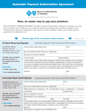Fillable Online Automatic Payment Authorization Agreement - Blue Cross and Blue ... Fax Email ...