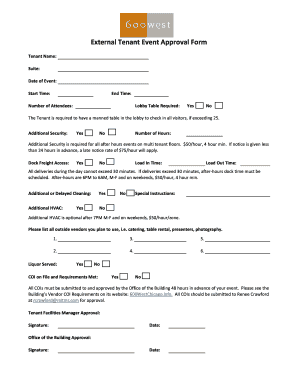 Fillable Online External Tenant Event Approval Form Fax Email Print ...